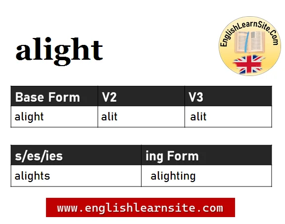 Alight V1 V2 V3, Alight Past and Past Participle Form Tense Verb 1 2 3 ...