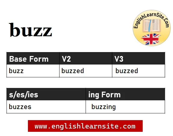 Buzz V1 V2 V3, Buzz Past and Past Participle Form Tense Verb 1 2 3 ...