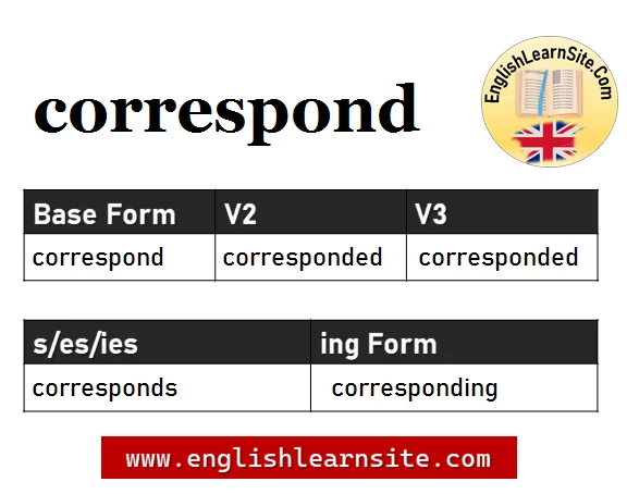 Correspond V1 V2 V3, Correspond Past and Past Participle Form Tense ...