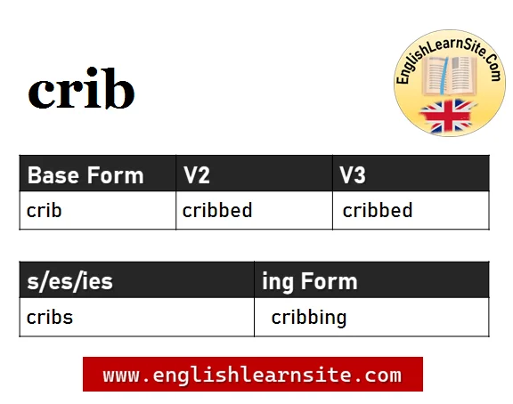 Crib V1 V2 V3, Crib Past and Past Participle Form Tense Verb 1 2 3 ...