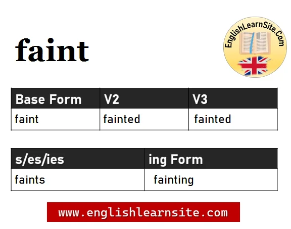 Faint V1 V2 V3, Faint Past and Past Participle Form Tense Verb 1 2 3 ...