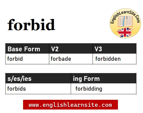 Forbid V1 V2 V3, Forbid Past and Past Participle Form Tense Verb 1 2 3 ...