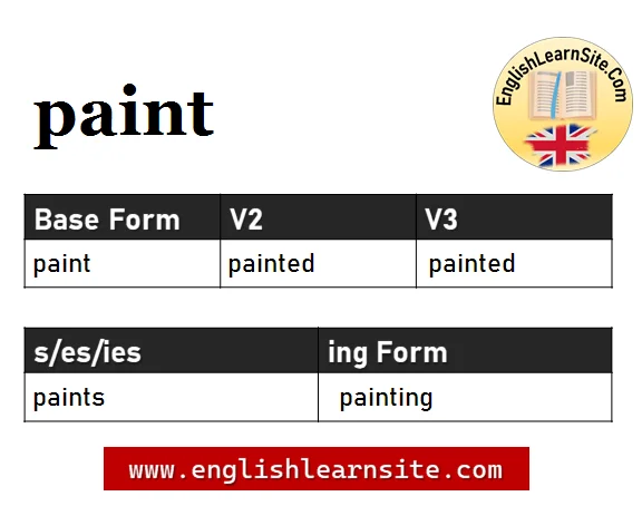 Paint V1 V2 V3, Paint Past and Past Participle Form Tense Verb 1 2 3 ...