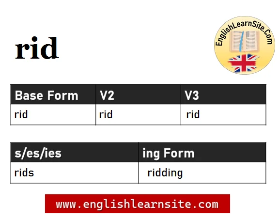 Rid V1 V2 V3, Rid Past and Past Participle Form Tense Verb 1 2 3 ...