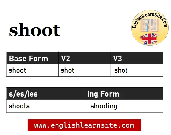 Shoot V1 V2 V3, Shoot Past and Past Participle Form Tense Verb 1 2 3 ...