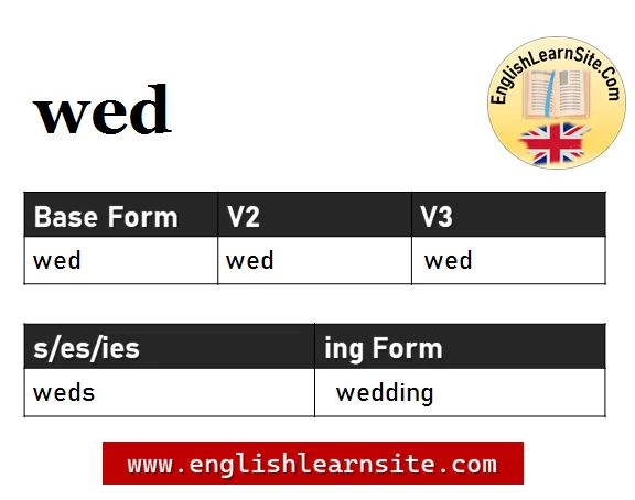 Wed V1 V2 V3, Wed Past and Past Participle Form Tense Verb 1 2 3 ...